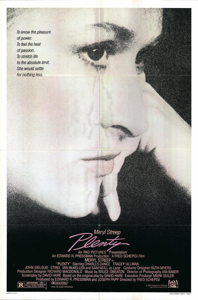 plenty 1985 one sheet poster folded – Movie Art Sales Gallery