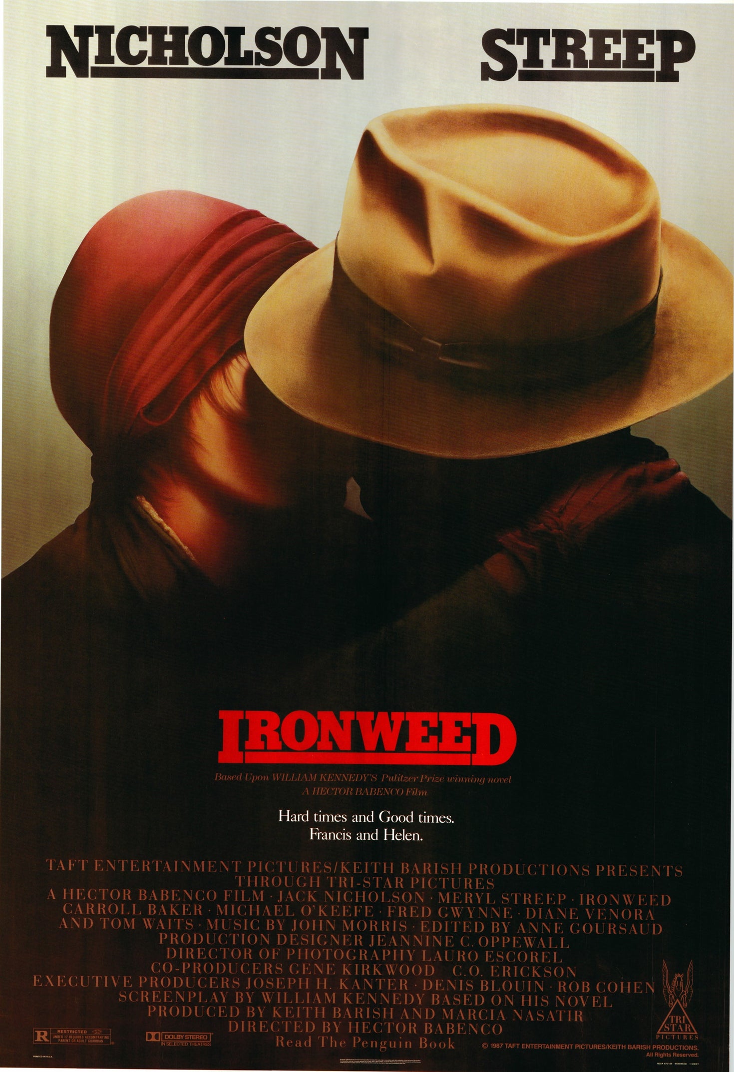 ironweed 1987 one sheet poster rolled – Movie Art Sales Gallery